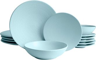 Echtwerk 12-teiliges Vintage Tafelservice, Blanka Nature-Design, für 4 Personen, Stilvolles Geschirrset mit Struktur aus Steingut mit 4 x Speiseteller, 4 x Bei