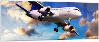 Arttor Panorama Bilder auf Glas Flugzeug Flug Reise Fahrzeug Glasbild 140x50cm Wandbilder Dekoration Wohnzimmer Schlafzimmer K&uuml;che Gro&szlig; XXL Wanddeko Bild im 