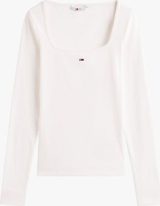 Tommy Hilfiger T-shirt c&ocirc;tel&eacute; &agrave; col carr&eacute; en coton m&eacute;lang&eacute;