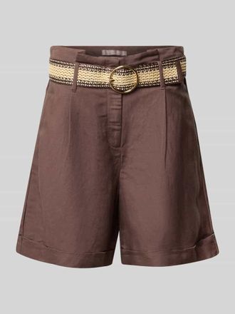 Christian Berg Shorts aus Leinen-Viskose-Mix mit G&uuml;rtel