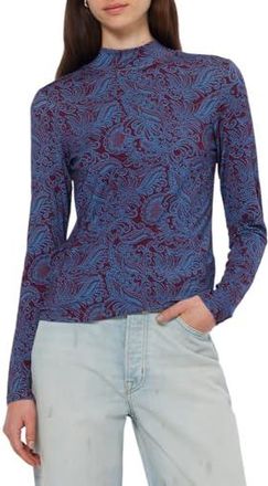 Scotch & Soda T-Shirt All Over Printed Mock Neck Ls, Blue Mountain Paisley Lake Blue 402, XS