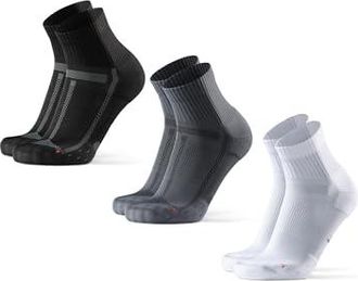 Danish Endurance Chaussettes de Running Longue Distance, Anti-Ampoules, Soutien Vo&ucirc;te Plantaire, 3 Paires, Multicouleurs (1x Noir, 1x Gris, 1x Blanc), 43-47