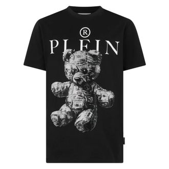 Philipp Plein Homme, Tops, Noir, Taille: XL T-Shirt Col Rond Ss Teddy