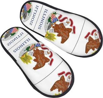 Generic Confortable Hiver Pantoufles Impression du drapeau de l&Eacute;tat de lIllinois Chausson Maison Chaud Chaussons pour Homme pour Maison Hiver Int&eacute;rieur L