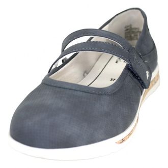 Jana Damen Ballerinas mit Klettverschluss Vegan, Blau (Navy), 38 EU