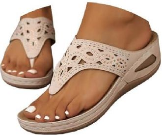 Generic Sandales orthop&eacute;diques pour femme, tongs compens&eacute;es avec soutien de la vo&ucirc;te plantaire pour femme, sandales &agrave; enfiler, coupe large, chaussures de plag