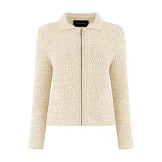 Fabiana Filippi Femme, Pulls, Blanc, Taille: 40 FR Veste Tricot L&eacute;g&egrave;re