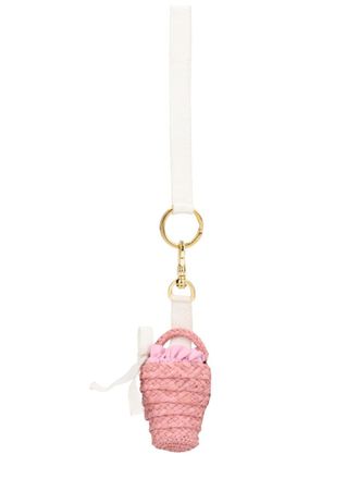 Patou Womens Bag Charm Bucket Pink Raffia Accessories