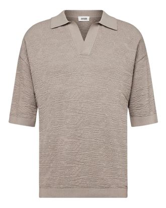 Drykorn Oversized Strick-Poloshirt aus Baumwolle mit Variokragen in