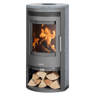 JUSTUS | Kaminofen | Baltrum D 2.0 | 5,5 kW | Stahl Gussgrau, Speckstein