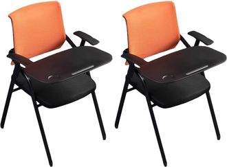 Generic Set mit 2 stapelbaren Klappst&uuml;hlen f&uuml;r Wartezimmer, B&uuml;ro & Konferenzraum - Netz-Empfangsst&uuml;hle mit Armlehnen - Ergonomische graue G&auml;stest&uuml;hle