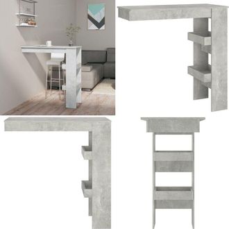 vidaXL Wand-Bartisch Betongrau 102x45x103,5 cm Holzwerkstoff - Wand-Bartisch - Bartisch - Holzwerkstoff - Betongrau - Wohnzimmer Dekoration - Home & Living