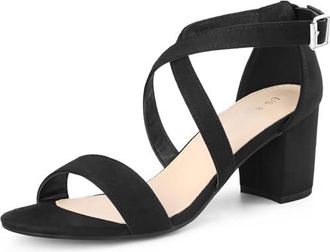 Allegra K Sandales &agrave; talon carr&eacute; pour femmes Noir 39