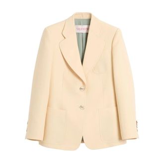 Valentino Garavani Femme, Vestes, Jaune, Taille: 38 FR Blazer Jaune en Crepe Couture