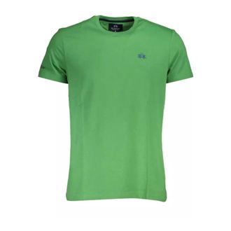 La Martina Homme, Tops, Vert, Taille: M T-shirt Vert en Coton avec Logo Brod&eacute;