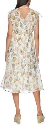 Marc Cain Midikleid Blazing Sun Premium Damenmode aus Baumwolle und Seide, maritimem Muscheldruck
