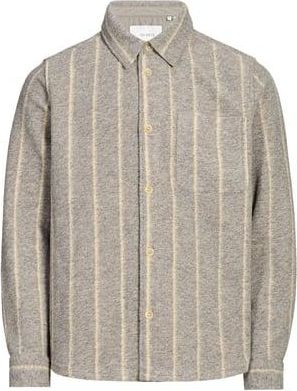 Les Deux Beides - Striped Shirt Classic Kragen - grau