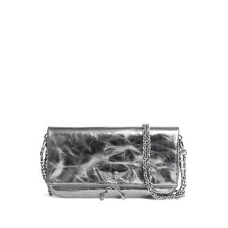 Zadig&Voltaire Rock Metallic Leder Clutch - - Bags - Damen - Grau - ONE SIZE