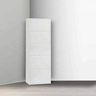 Dmora Schuhschrank aus Metall mit fünf Türen mit Klappe, Farbe weiß, Maße 50 x 169 x 15 cm - Dmora