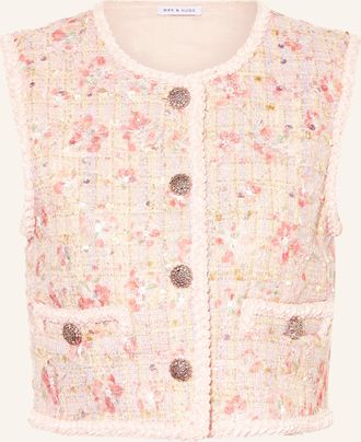 Mrs & Hugs Mrs & Hugs Tweed-Weste Mit Pailletten Und Glitzergarn rosa