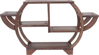 BESPORTBLE Antikes Curio Regal aus Massivem Hartholz Dekorativer Holzständer für Sammlerstücke Vielseitiges Vintage Display Rack Geeignet für Wohnzimmer Büro und