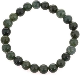 La Chineuse Armband aus echtem Jade - innerer Frieden und Harmonie - 24 Perlen - Einheitsgröße - elastischer Schmuck - grüne Farbe - Geschenkidee zum Geburtstag, 