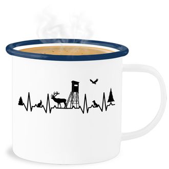 Shirtracer Emaille Becher Blechbecher - Tasse - J&auml;ger Herzschlag Jagd EKG Linie Jagen I J&auml;gergeschenk I Jagd Geschenk Jagdliebe Geschenke J&auml;gerinnen Geschenke J&auml;
