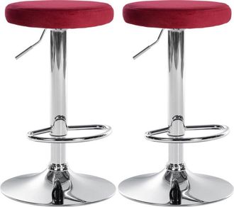Clp Lot de 2 tabourets de bar Ponte velours Rouge Métal chromé
