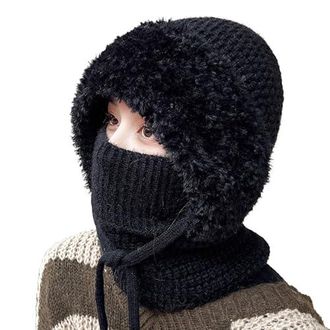 Generic Bonnet dhiver avec couvre-visage, chaud, réglable, coupe-vent, confortable, bonnet tricoté pour la randonnée, lescalade, le cyclisme, les déplacements