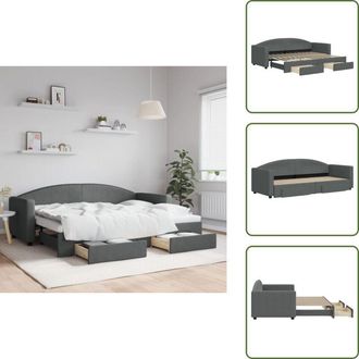 vidaXL Tagesbett Ausziehbar mit Schubladen Dunkelgrau 80x200 cm Stoff - Sofa - Schlafsofa - G&auml;stebett - Tagesbett - Wohnzimmerm&ouml;bel