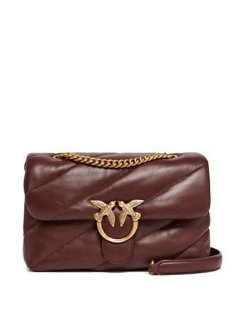 Pinko Mittelgro&szlig;e Love Umh&auml;ngetasche mit Steppung - Braun