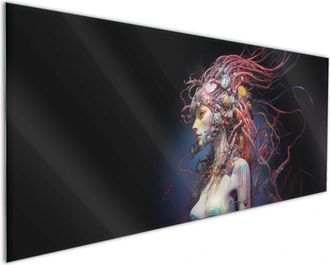 Wallario K&uuml;chenr&uuml;ckwand aus Glas 125 x 50 cm, Motiv: Kriegerin der Zukunft | Spritzschutz abwischbar & pflegeleicht