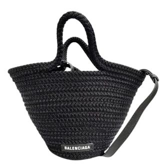 Balenciaga Pre-owned Logo Leather 2way Basket Bag - - Pre-owned - Damen - Schwarzk - ONE SIZE