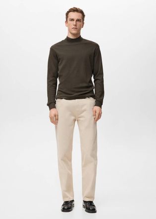 Mango T-shirt manches longues col montant chocolat - Homme - XXL - MANGO MAN