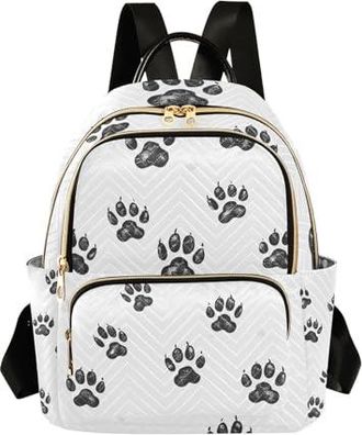 Mnsruu Mini sac à dos pour femme Motif empreinte dours Noir Petit sac à dos tendance Sac à dos décontracté, Multi213, M