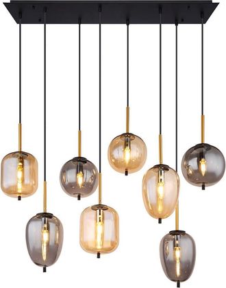 Globo Lighting LIGHTING Hängeleuchte Deckenleuchte Pendellampe Messing-matt Amber-Glas Esszimmerleuchte