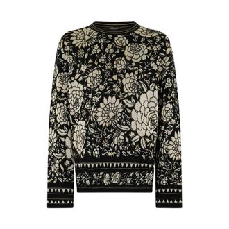 Roberto Cavalli Blumiger Wollmischpullover - - Knitwear - Herren - Schwarzk - M