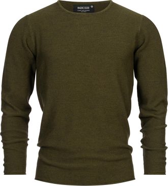 Indicode Herren Loakim Klassischer Strickpullover mit Rundhalsausschnitt | Pullover Herrenpullover Pulli meliert für Männer Army, XXL