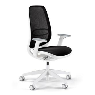 Sedus se:air Ergonomischer Drehstuhl, B&uuml;rostuhl, Kunststoff mit Rezyklat-Anteil, 100% Recyclingf&auml;hig, Schwarz,Wei&szlig;, 42-55cm, bis 130kg Belastbar