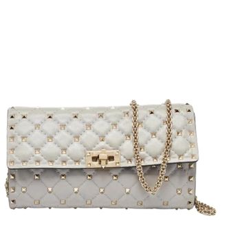 Valentino Pre-owned Leder Schultertasche - - Pre-owned - Damen - Grau - ONE SIZE