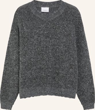 Comma Comma Pullover Mit Pailletten grau