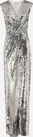 Dolce & Gabbana Langes Paillettenkleid Mit Drapierung - Frau Kleider Silber 44