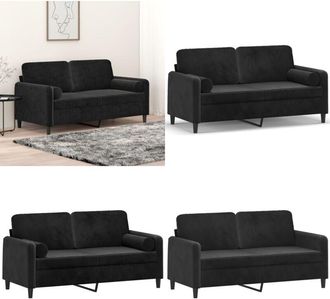 vidaXL 2-Sitzer-Sofa mit Zierkissen Schwarz 140 cm Samt - Samtsofa - 2-Sitzer-Sofa - Wohnzimmersofa - Schwarzes Sofa - Gemütliches Sofa - Home & Living