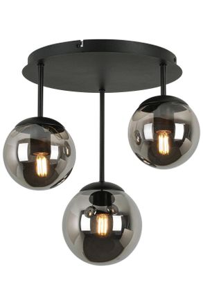 Novel Deckenleuchte, Schwarz, Chrom, Metall, Kunststoff, Glas, 36x38x35.5 cm, Lampen & Leuchten, Innenbeleuchtung, Deckenleuchten