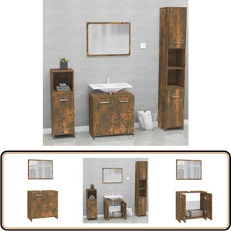 vidaXL Vidaxl - Badm&ouml;bel-Set R&auml;uchereiche Holzwerkstoff - Badm&ouml;bel - Badezimmerm&ouml;bel - Holzschr&auml;nke - Spiegelschrank - Rauchfarbe