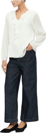 s.Oliver Black Label Langarmbluse wei&szlig;,Freizeit,Polyester,Unifarben,V-Ausschnitt,Lang,Regular Fit