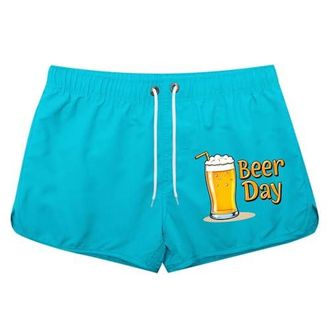 Generic Maillot de bain Homme Short de Bain Short de Plage avec Imprim&eacute; Sport Maillot de Bain D&eacute;contract&eacute; 7,6 cm pour Natation Surf, bleu clair, 3XL