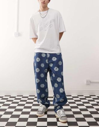 Santa Cruz Big - Jean baggy &agrave; imprim&eacute; d&eacute;s - Bleu fonc&eacute; d&eacute;lav&eacute;