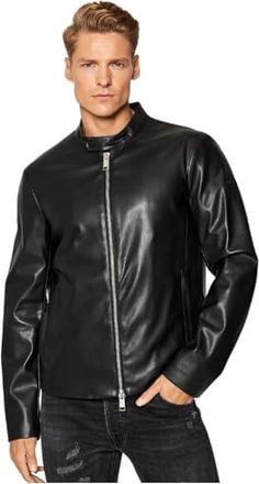 A|X Armani Exchange Eco-Leather Blouson Veste Bomber, Noir (Black 1200), X-Small Homme
