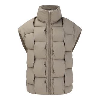 Generic Veste dhiver surdimensionn&eacute;e pour femme, col montant, isol&eacute;e, rembourr&eacute;e, avec poches, gilets en duvet pour femme, rose, XXL
